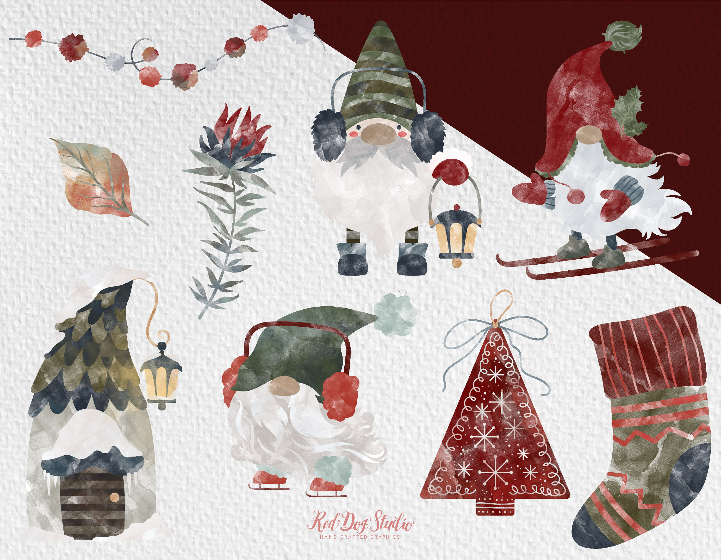 Watercolor Gnome Clipart Watercolor Christmas Gnomes Gnome - Etsy