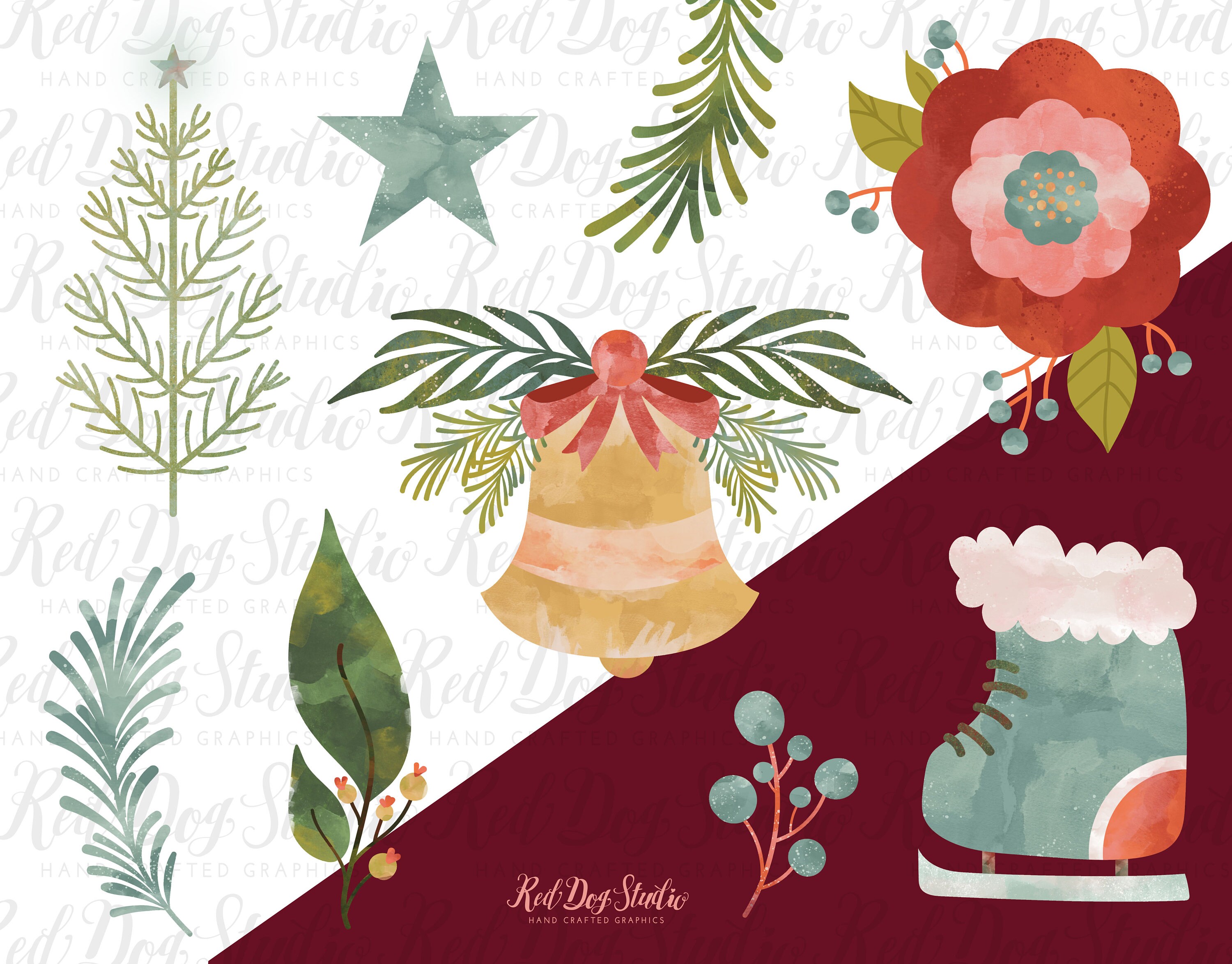Watercolor Christmas Clipart Images Holiday Angels Winter - Etsy