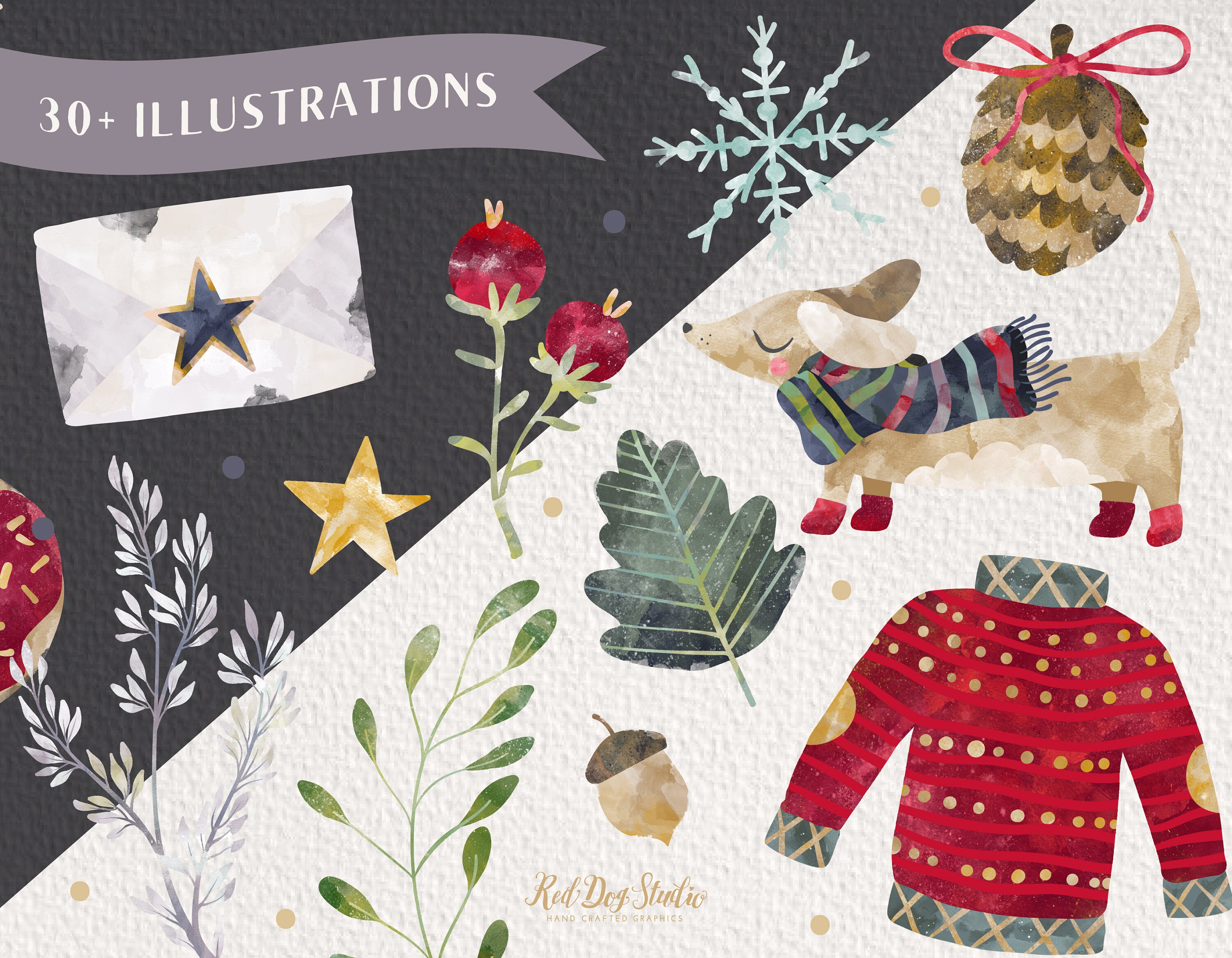 Cozy Watercolor Clipart Graphics Winter Clip Art Watercolor | Etsy