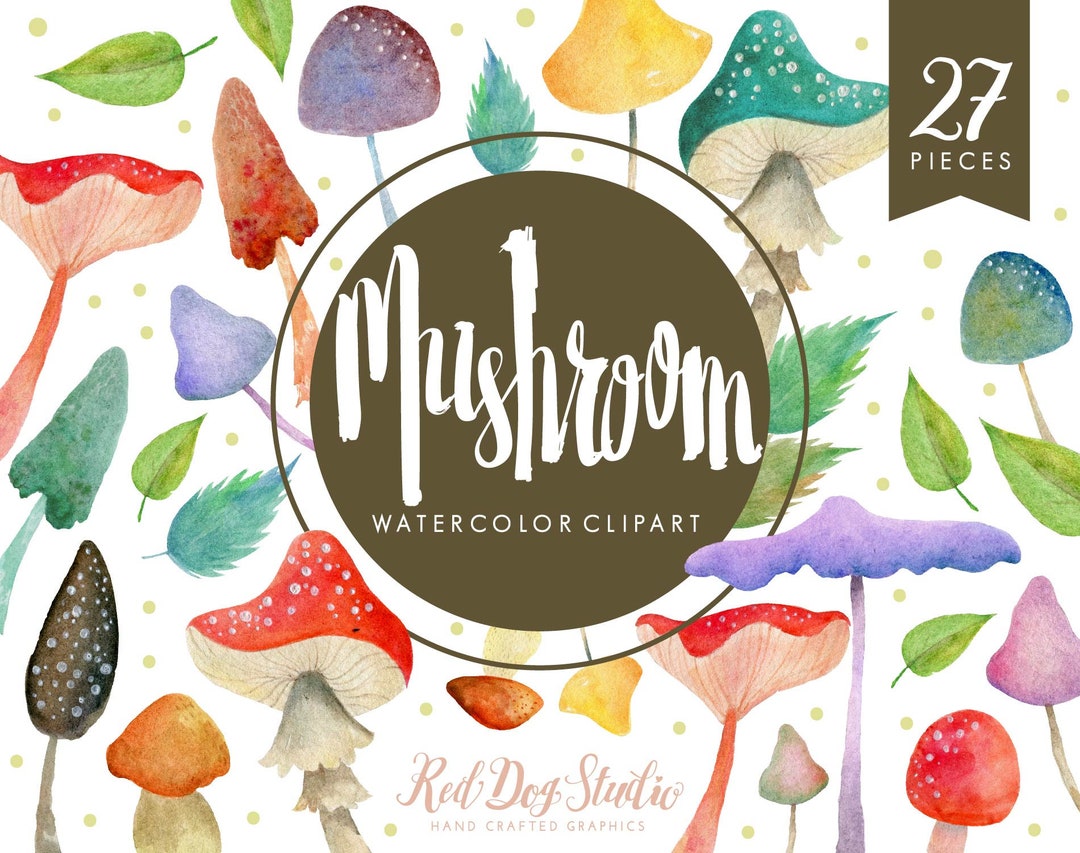 Watercolor Mushroom Clipart Set, Watercolor Clip Art, Painted Mushrooms ...