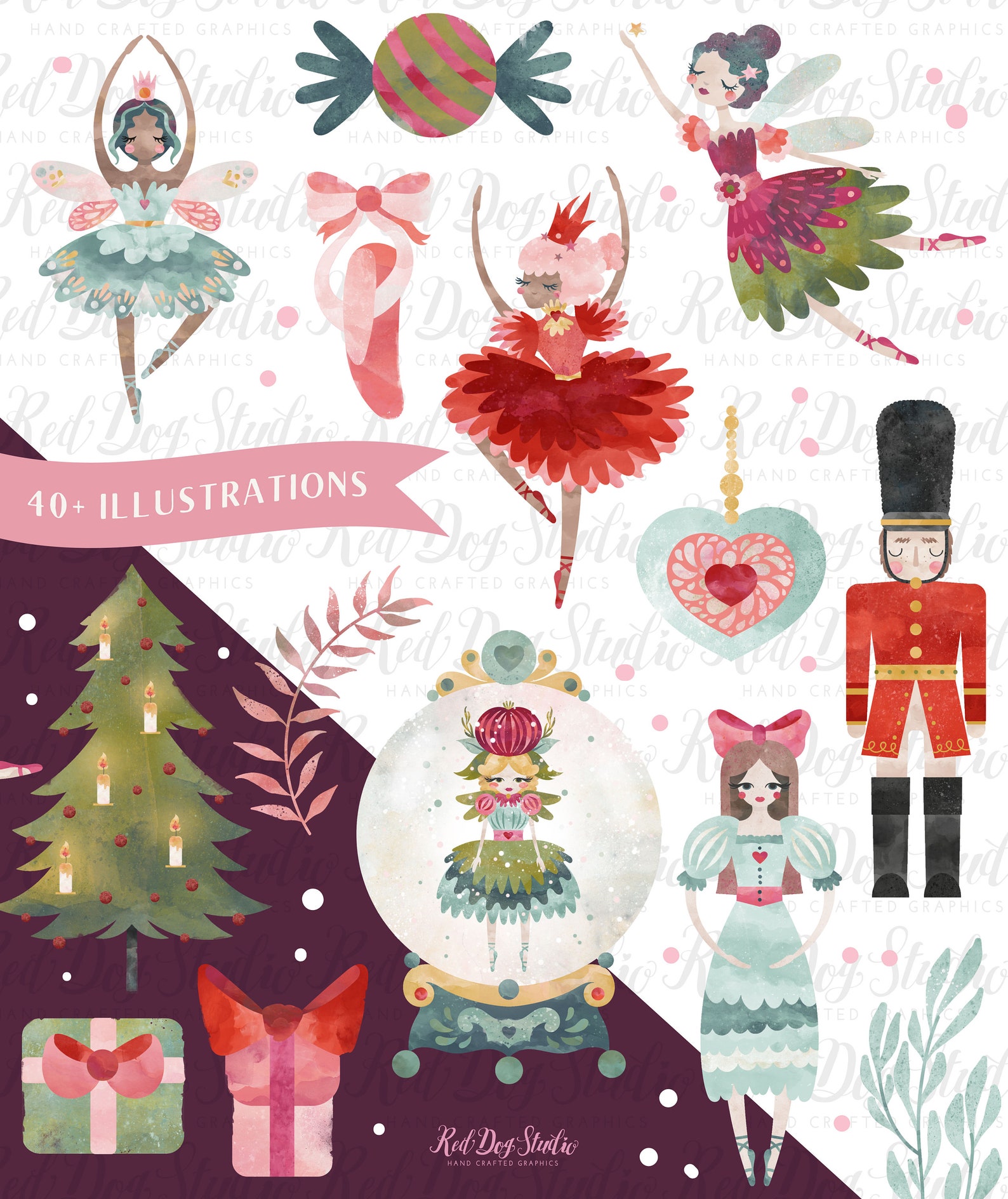 Watercolor Christmas Clipart Images Watercolor Nutcracker - Etsy