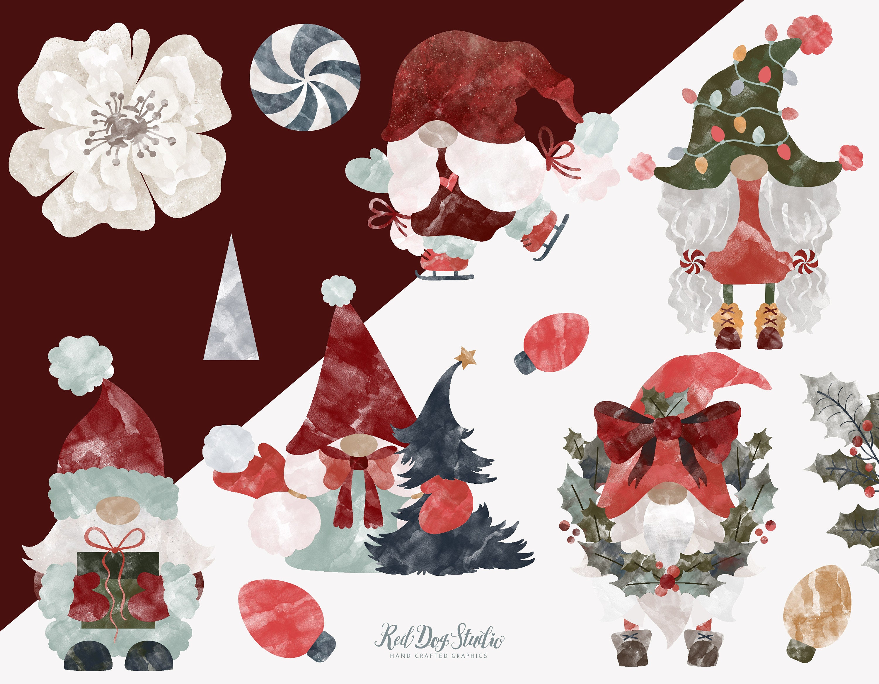 Watercolor Winter Gnome Clipart Watercolor Christmas Gnomes | Etsy