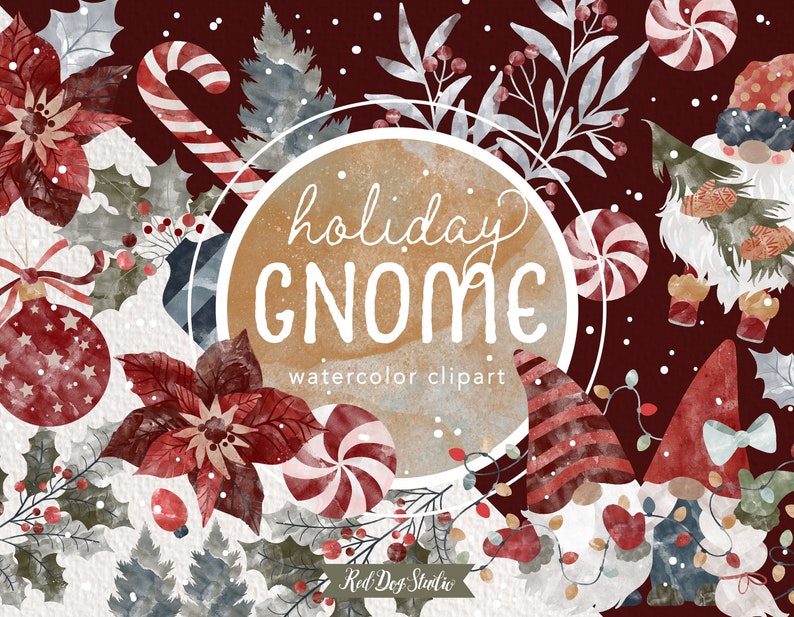Watercolor Gnome Clipart Watercolor Christmas Gnomes Gnome - Etsy