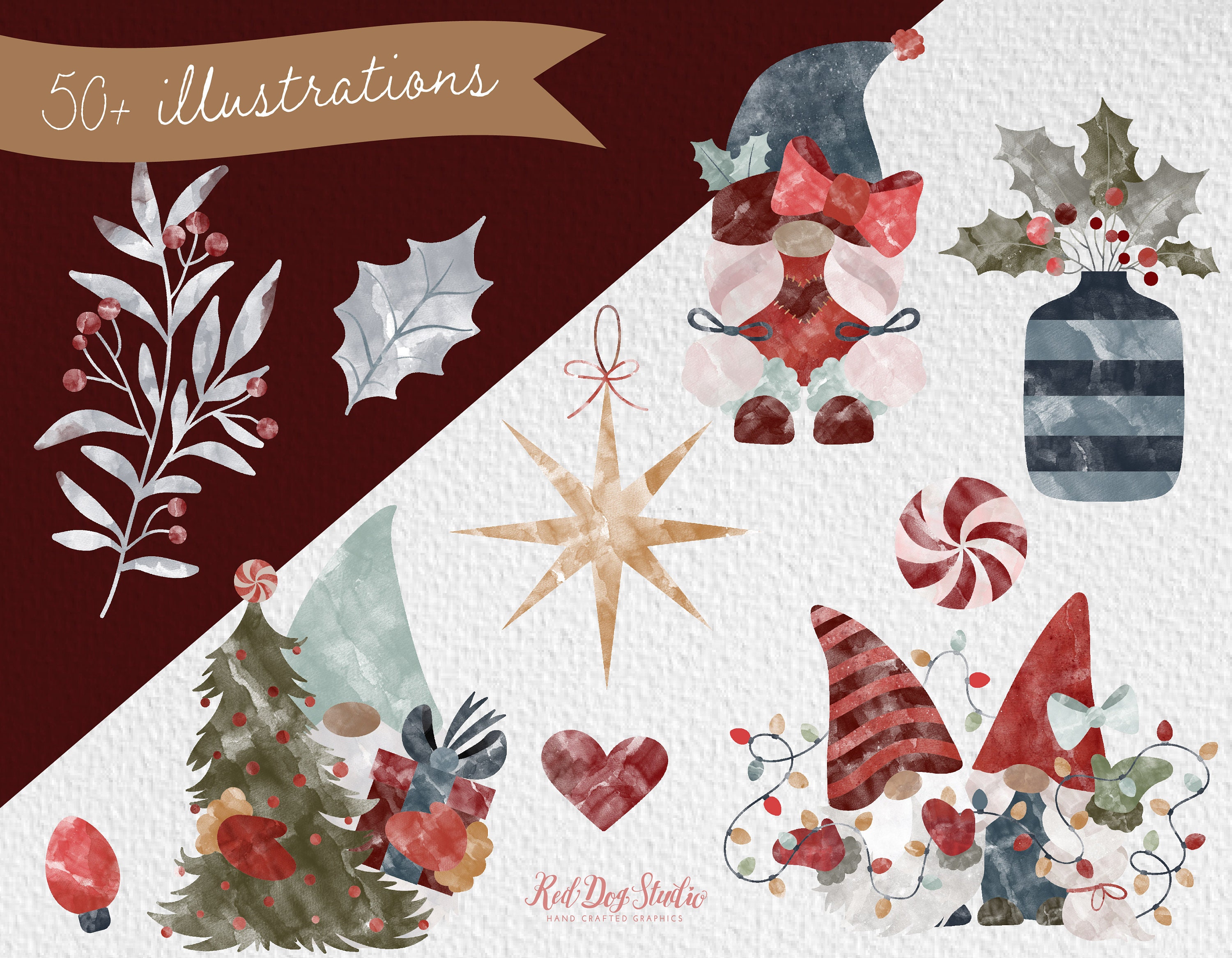 Watercolor Gnome Clipart Watercolor Christmas Gnomes Gnome - Etsy