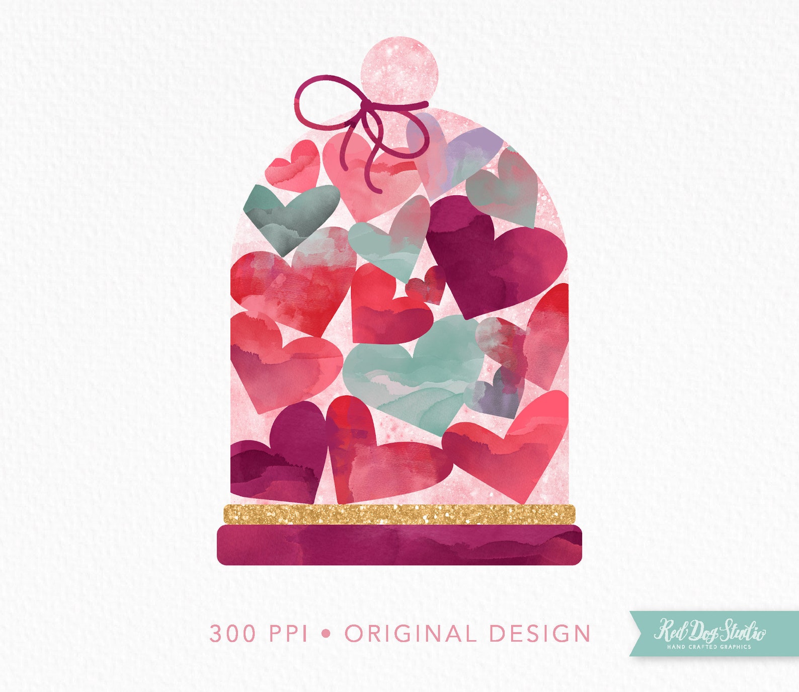 Watercolor Jar of Hearts Valentine PNG Clipart (digital Download) - Etsy