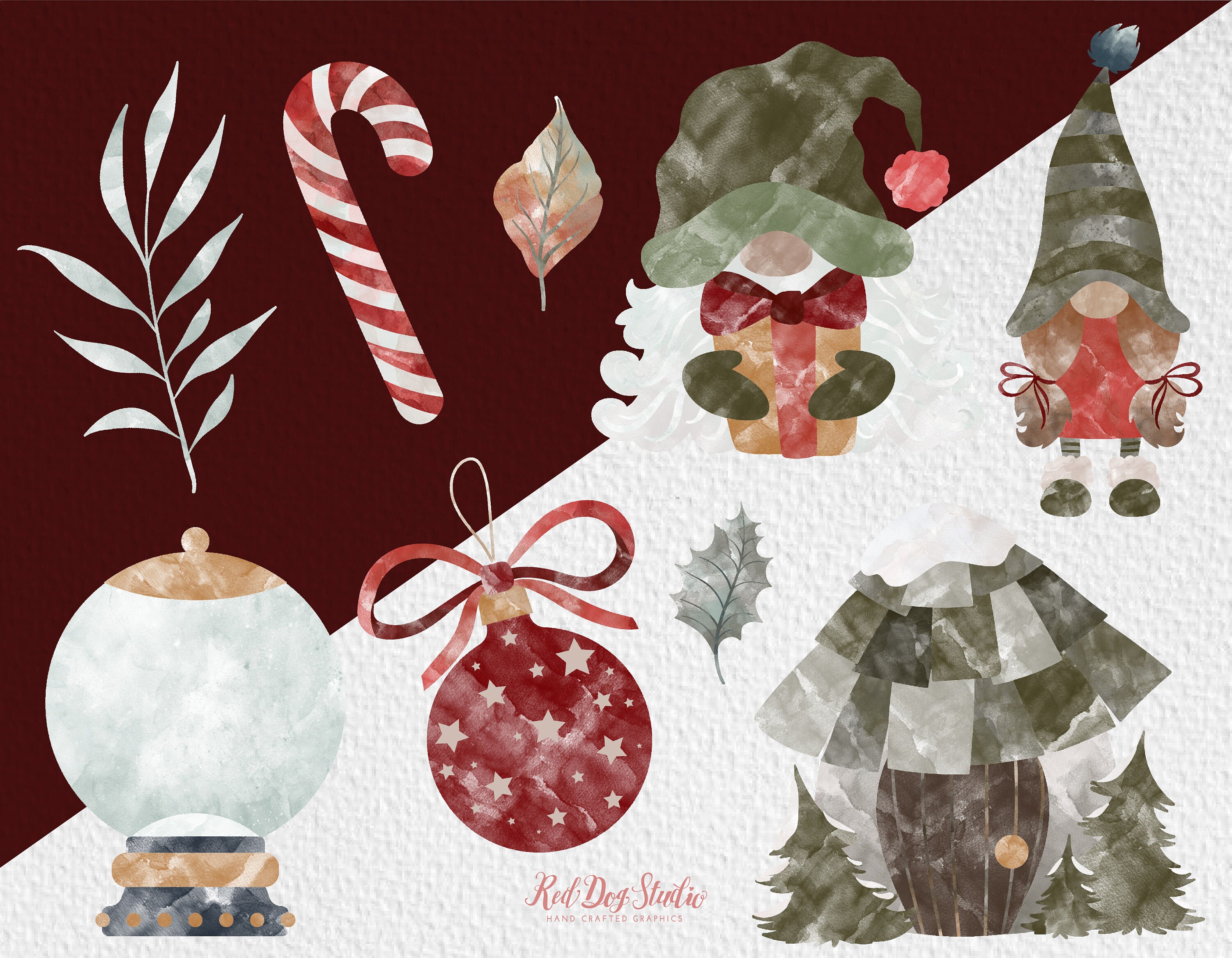 Watercolor Gnome Clipart Watercolor Christmas Gnomes Gnome - Etsy