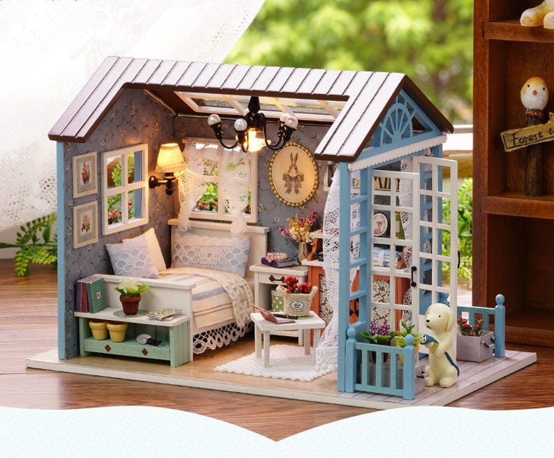 Miniature Dollhouse Furnished Doll House Kit With Furniture Etsy