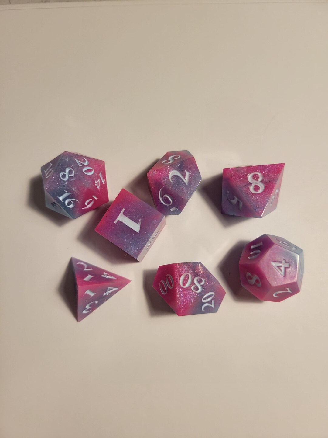 Cotton Candy 7 Piece Sharp Edge Polyhedral Dice Set - Etsy