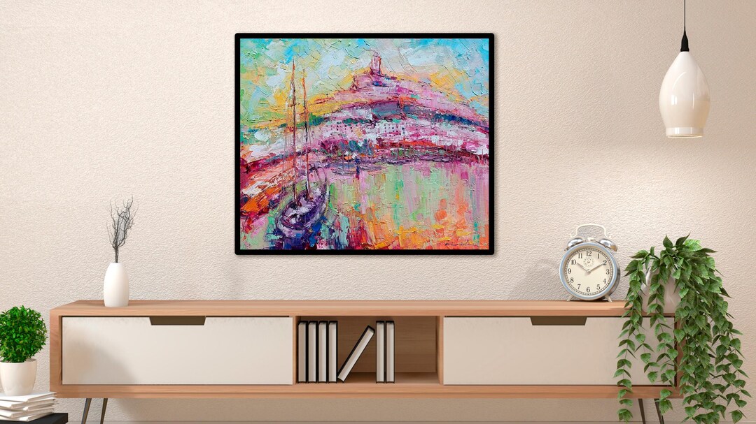 Ibiza Spain Oil Painting:port, Boats, Modern Impressionism (24x28) - Etsy