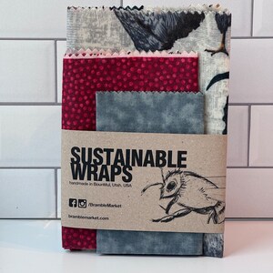 S/M Sustainable Wraps, Set of 2, Reusable Beeswax Food Wrap, Eco ...