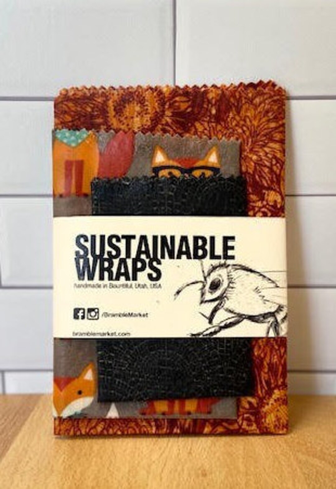 Sustainable Beeswax Wraps, Set of 3 Fox Set, Reusable Beeswax Wraps ...