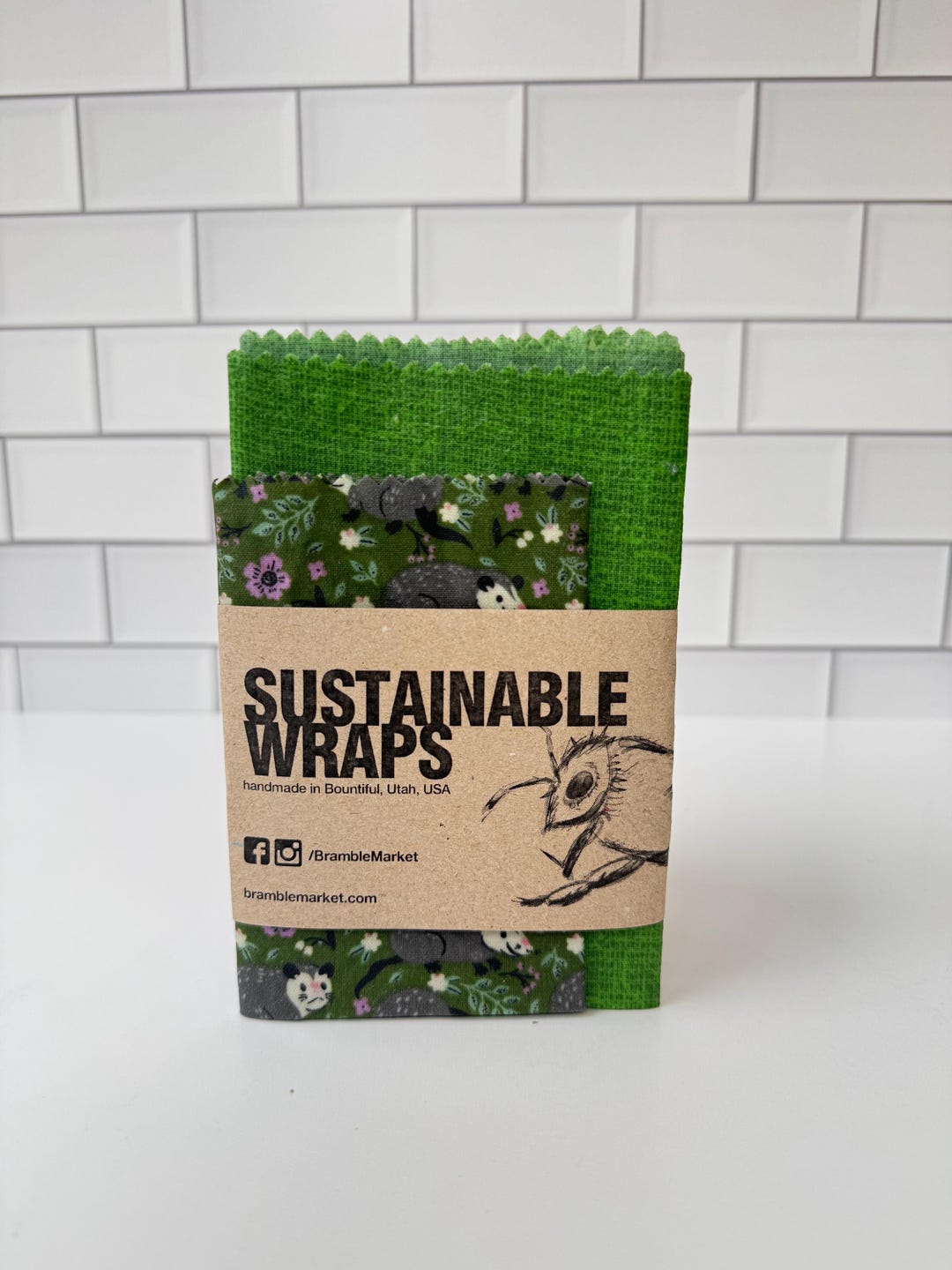 S/M Sustainable Wraps, Set of 2, Possum Set, Reusable Beeswax Wrap, Eco ...
