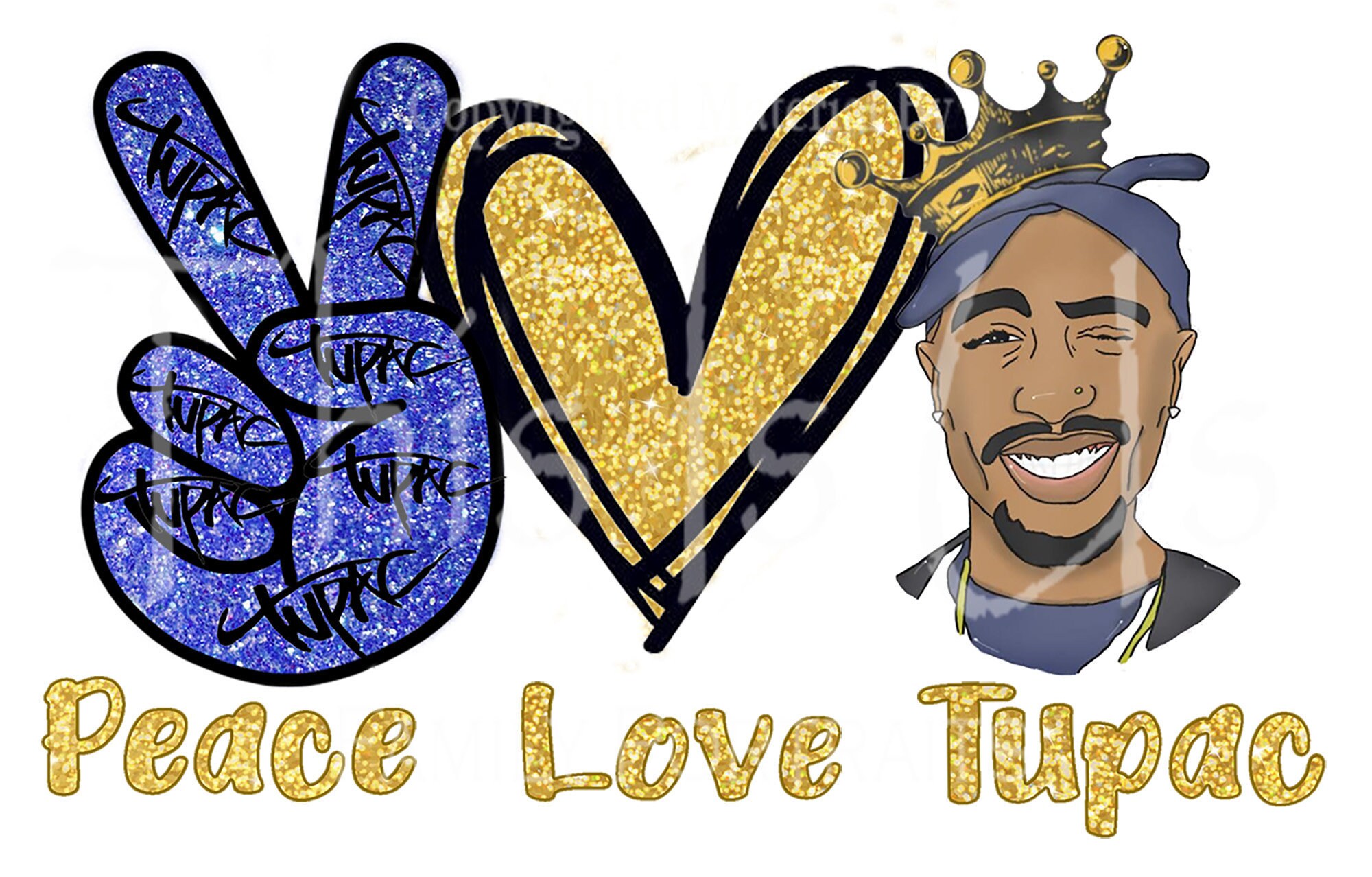 Peace Love Tupac Sublimation Design - Etsy
