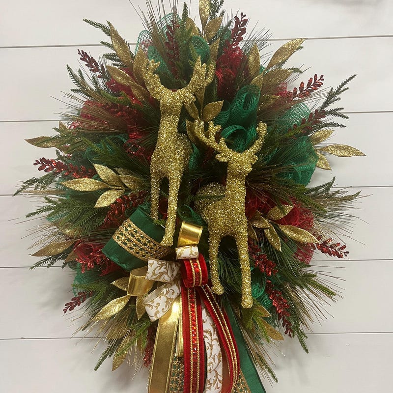 Reindeer Wreath - Etsy