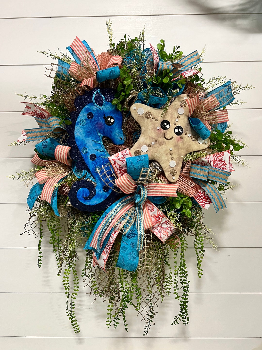 Nautical Wreath, Star Fish Decor, Sea Horse Wreath - Etsy
