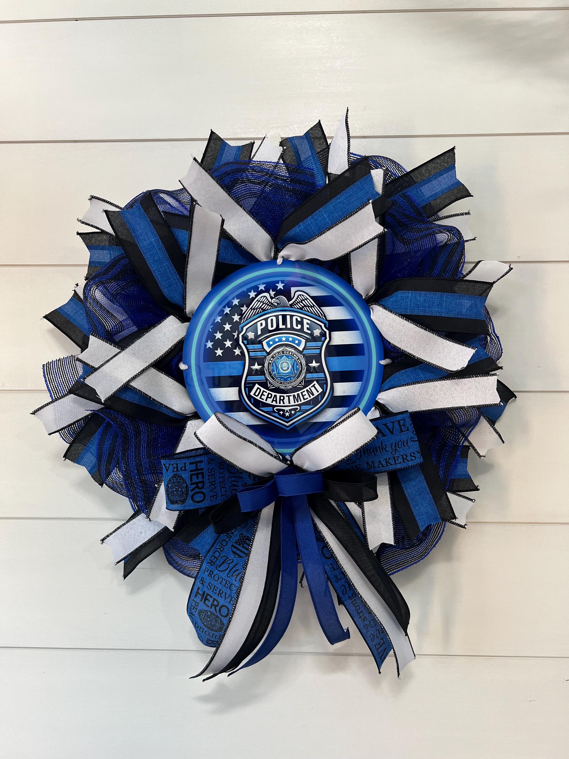 Thin Police Officer Wreath, Back the Blue Decor, Storm Door Wreath - Etsy