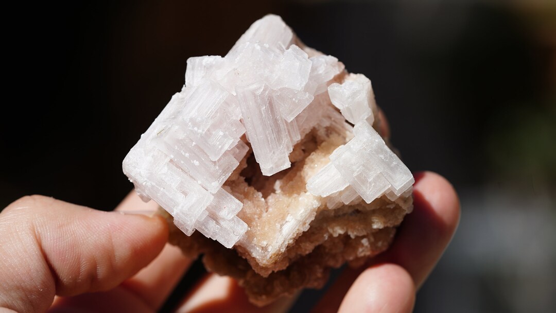 Pink Halite on Trona Crystal. Top Quality AA+! STUNNING Vertical Pink ...