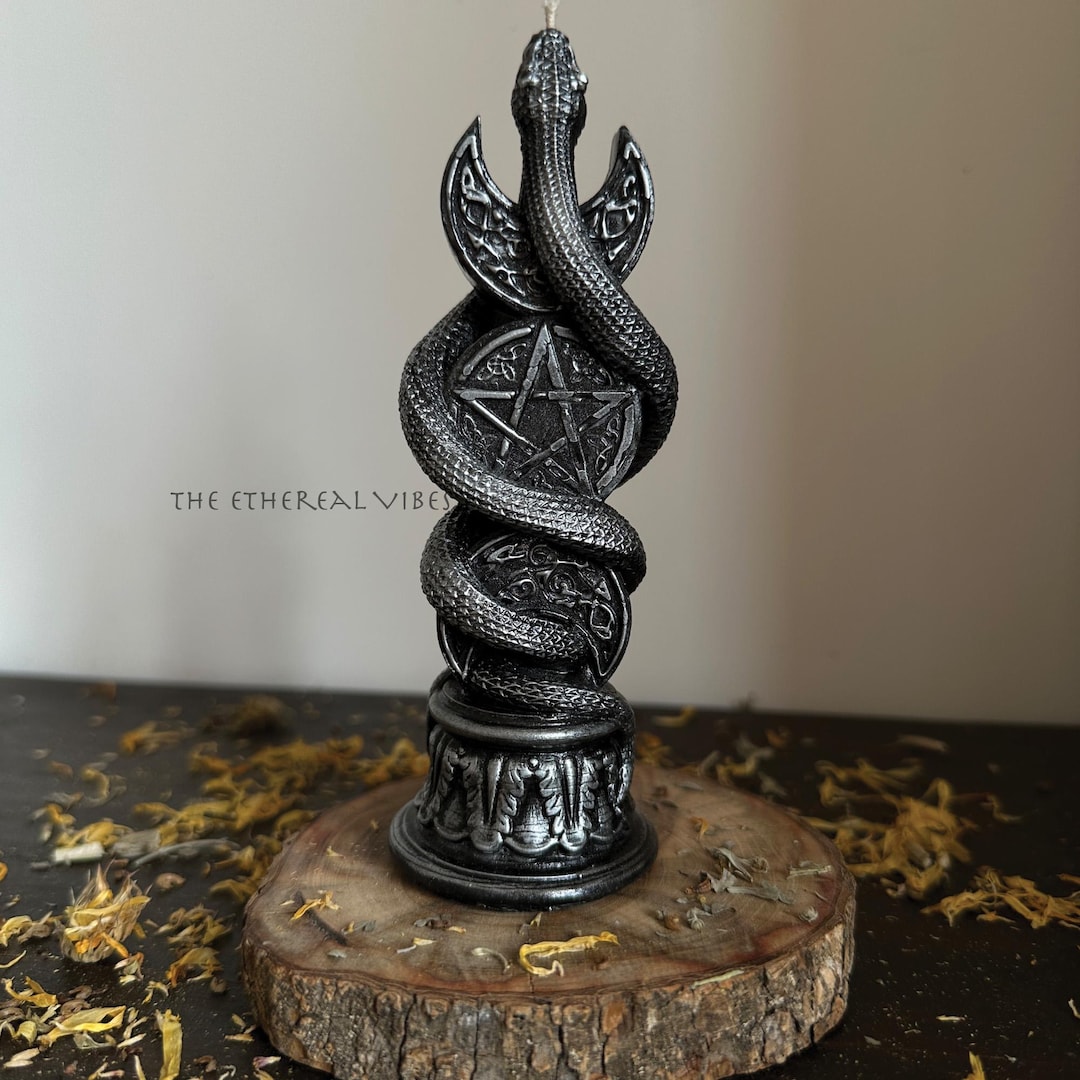 Serpent Ritual Beeswax Candle, Altar Decoration, Occult, Black Spell ...