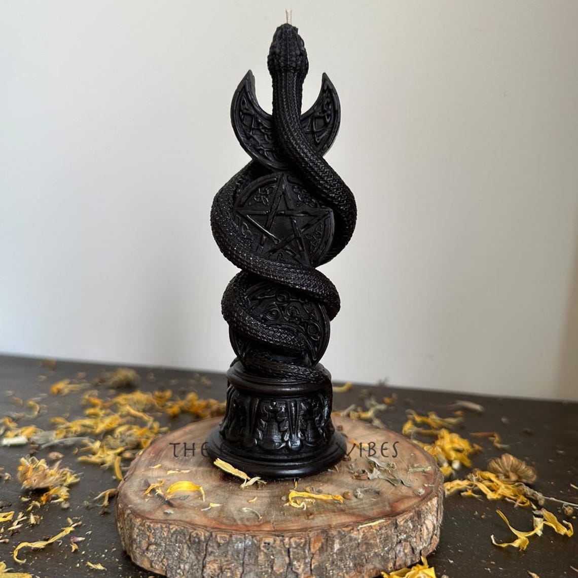Serpent Ritual Beeswax Candle, Altar Decoration, Occult, Black Spell ...