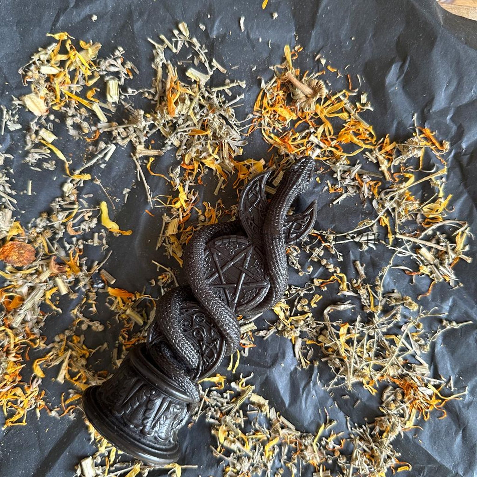 Serpent Ritual Beeswax Candle, Altar Decoration, Occult, Black Spell ...