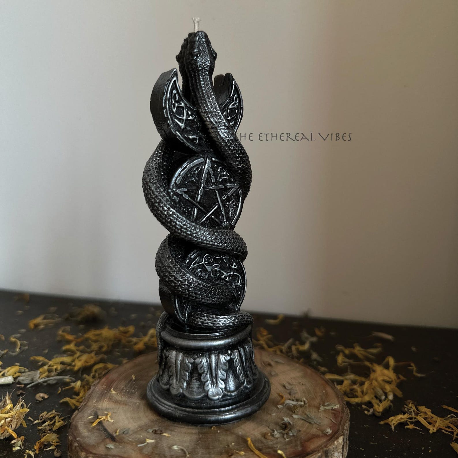 Serpent Ritual Beeswax Candle, Altar Decoration, Occult, Black Spell ...