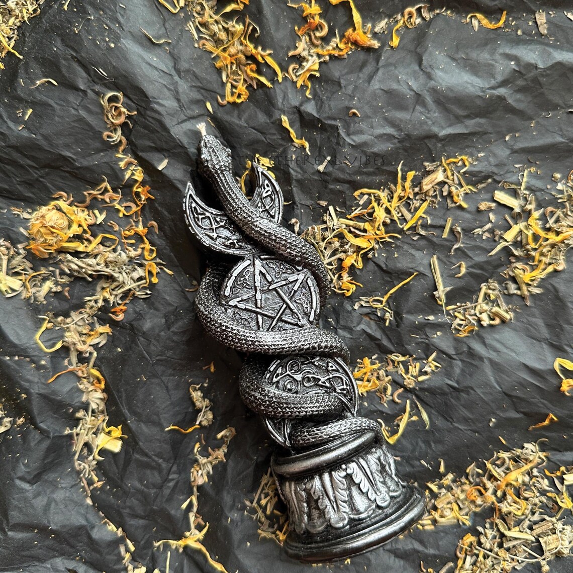 Serpent Ritual Beeswax Candle, Altar Decoration, Occult, Black Spell ...