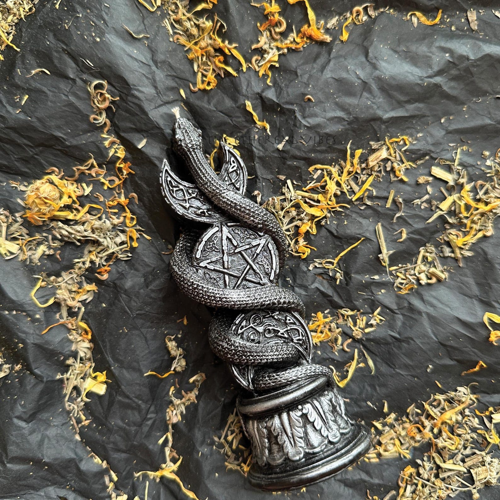 Serpent Ritual Beeswax Candle, Altar Decoration, Occult, Black Spell ...