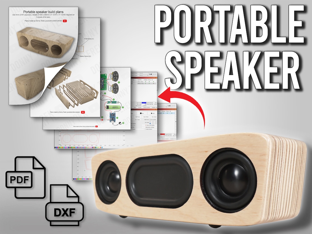 Laser Cut Portable Bluetooth Speaker - Plans, Wiring Diagram (PDF, DXF ...