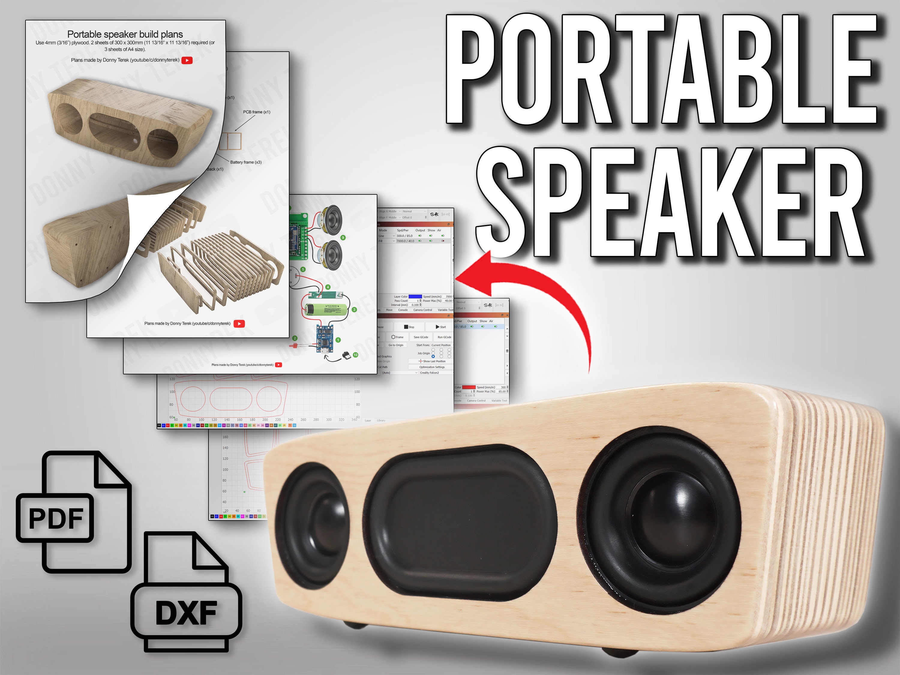 Laser Cut Portable Bluetooth Speaker - Plans, Wiring Diagram (PDF, DXF ...