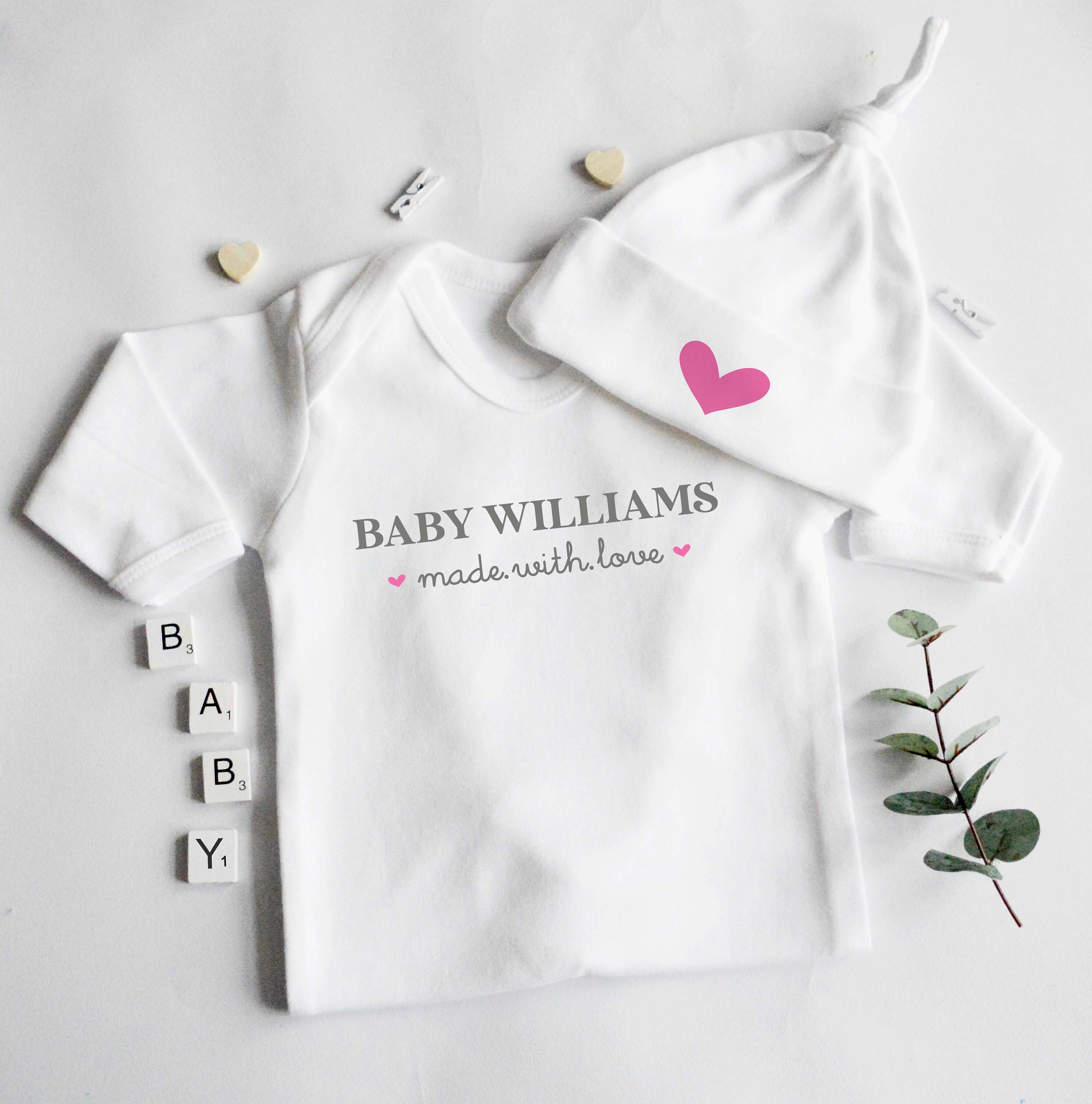 Personalised Baby Grow Made With Love Sleep Suit Vest Body - Etsy