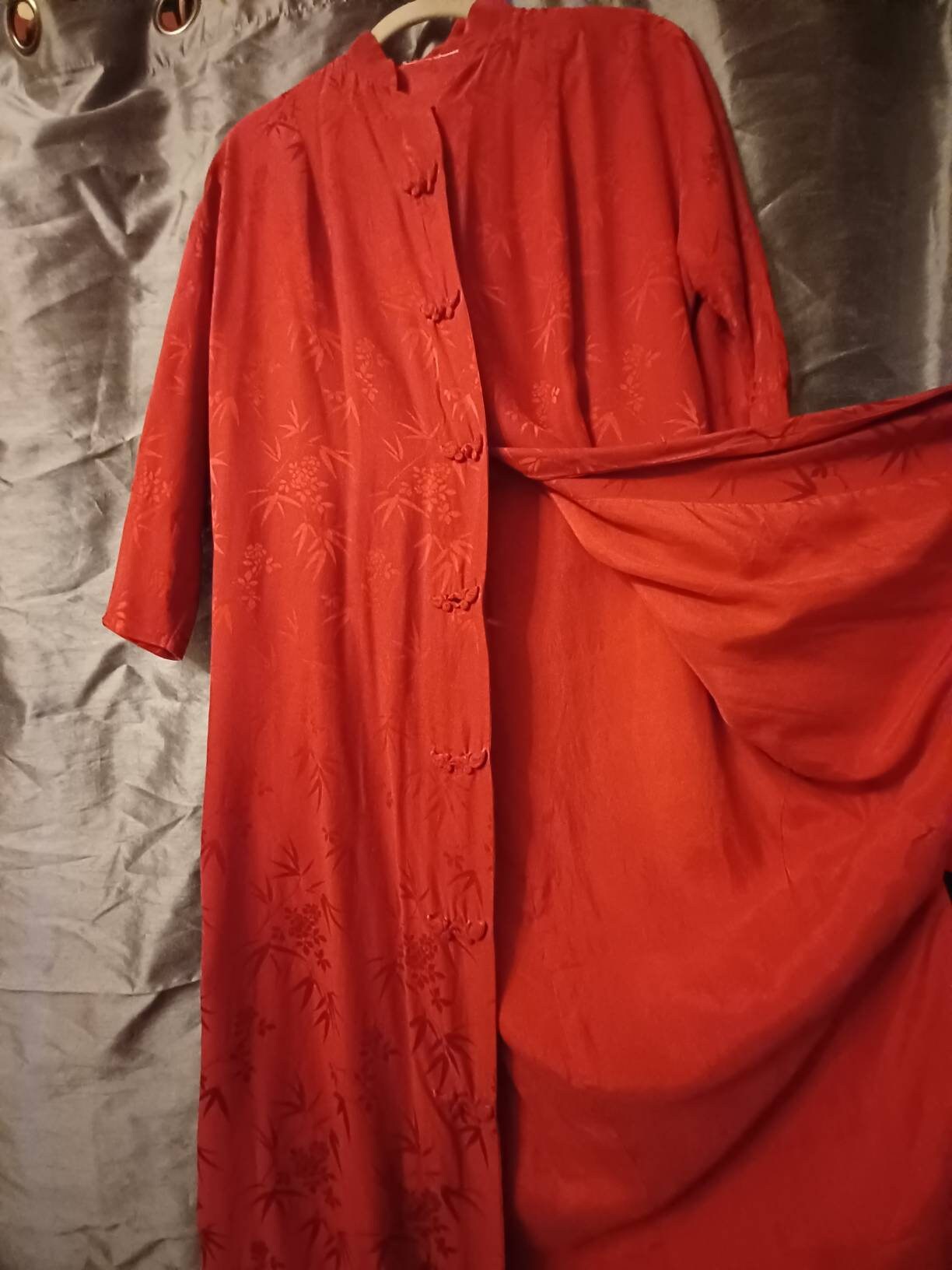 Large, Red Silk Classic Full Length Robe Lined,with Frog Closures. - Etsy