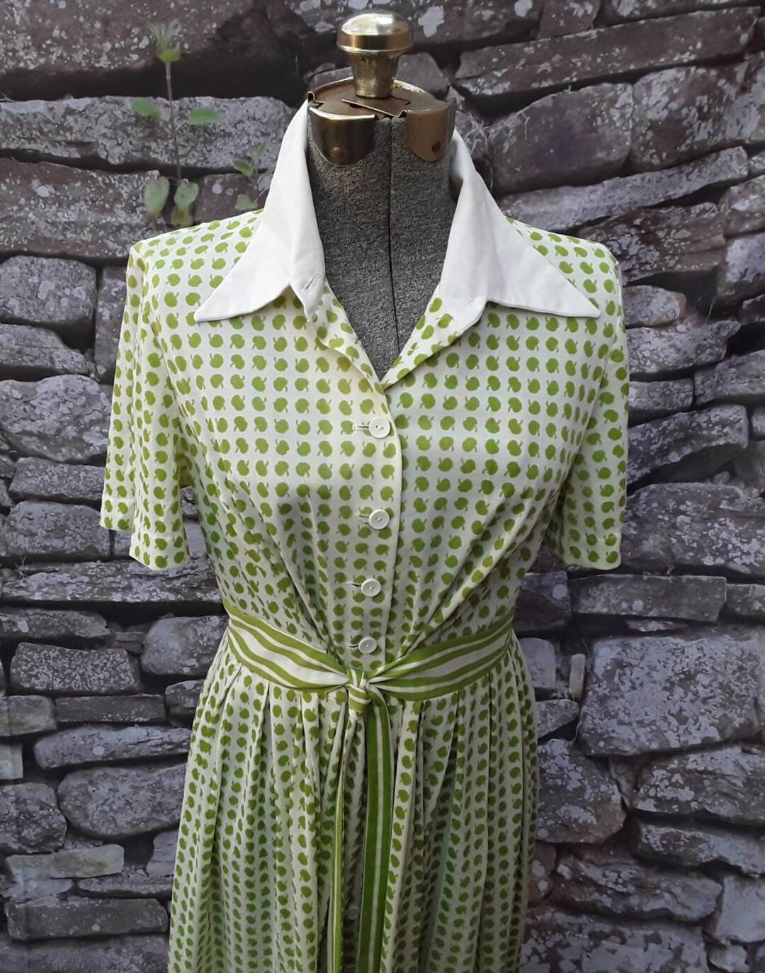 Polyester Green Apples Dress - Etsy