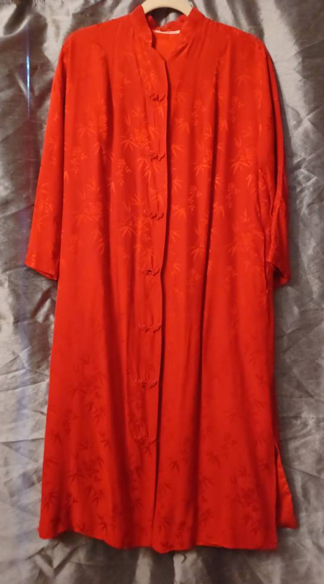 Large, Red Silk Classic Full Length Robe Lined,with Frog Closures. - Etsy