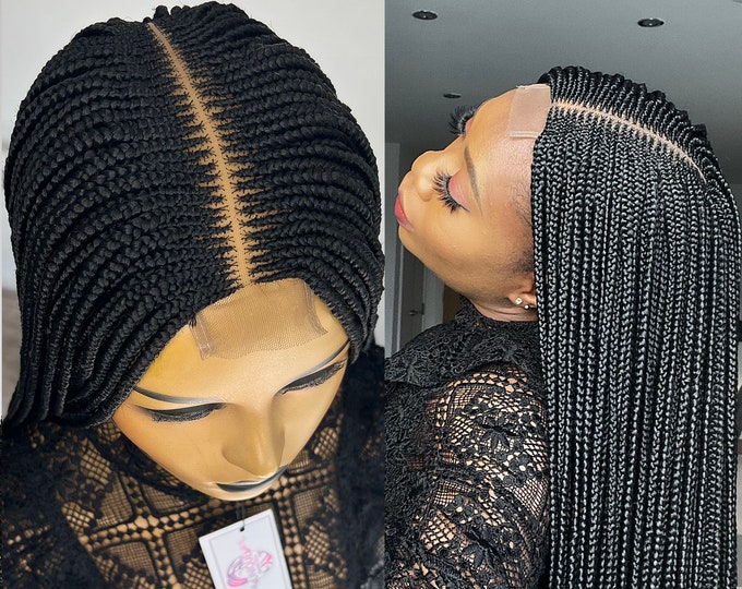 Fully Hand Braided Box Curly Mohawk Braids Cornrow Wig 1B - Etsy