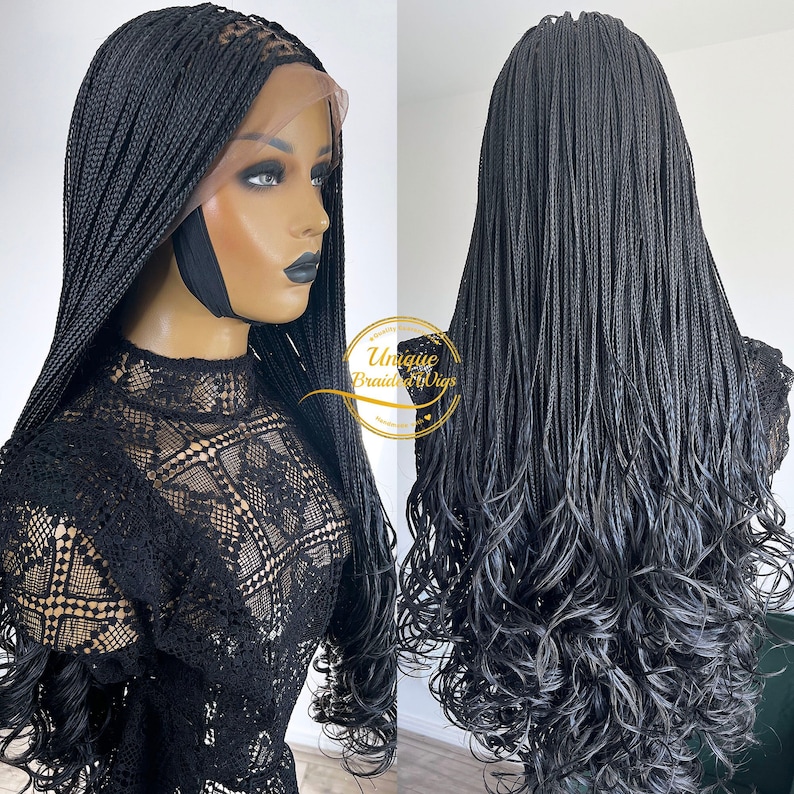 Braided Wig, Knotless Braids, Box Braids With Curls, Braid Wigs for ...