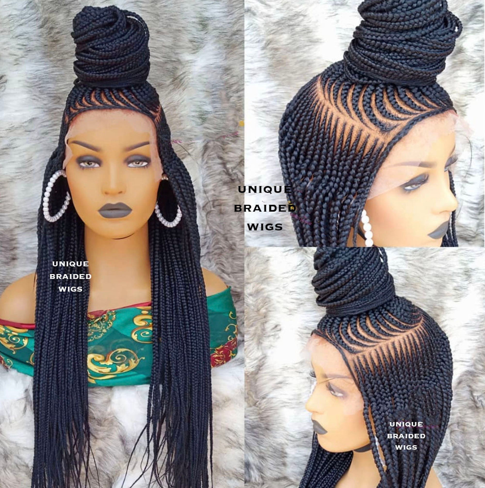 Full Lace Cornrow Braid Wig Braided Wigs Cornrow Braid Wig Etsy