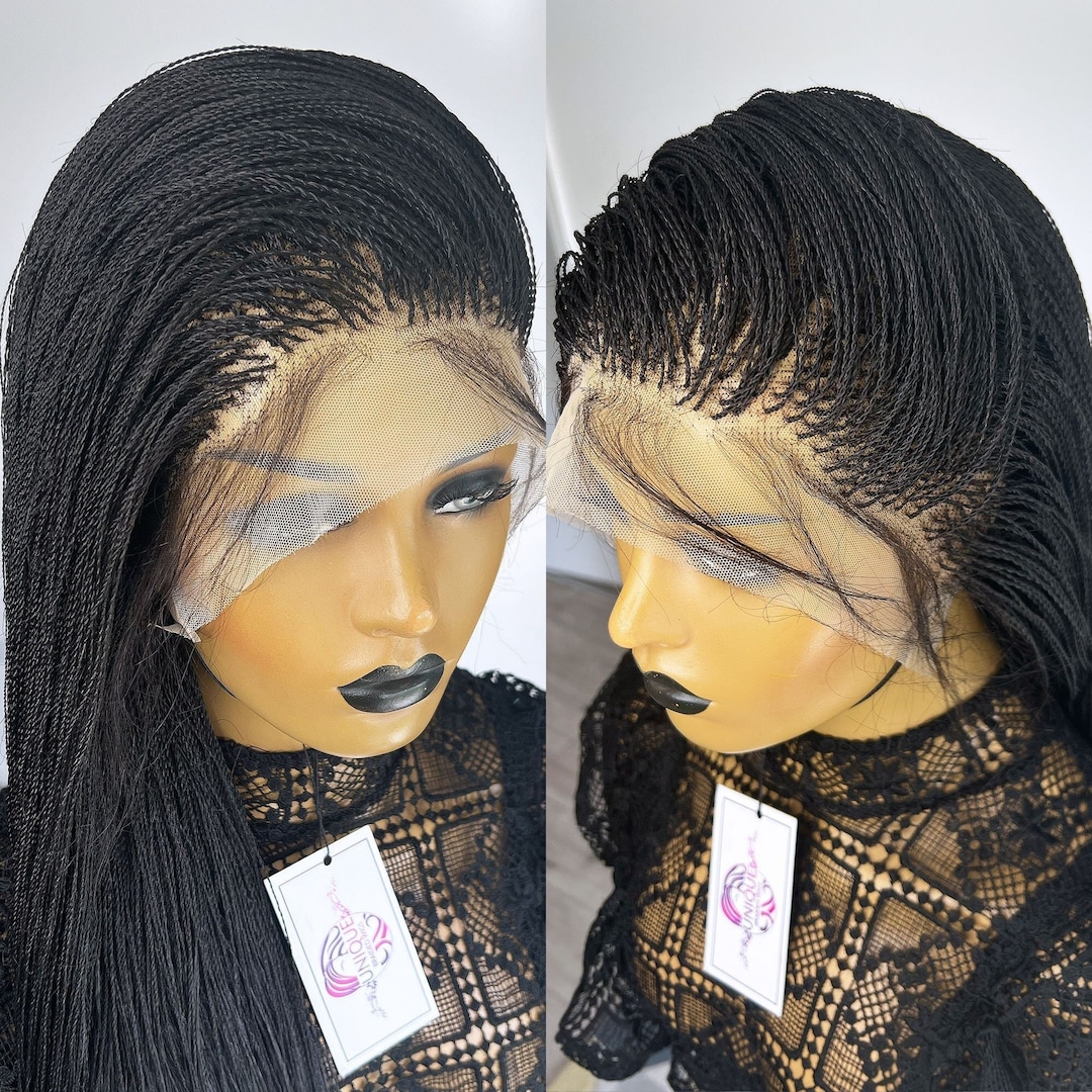 Braided Wig, Lace Front Braid Wigs, Micro Senegalese Twists Wig ...