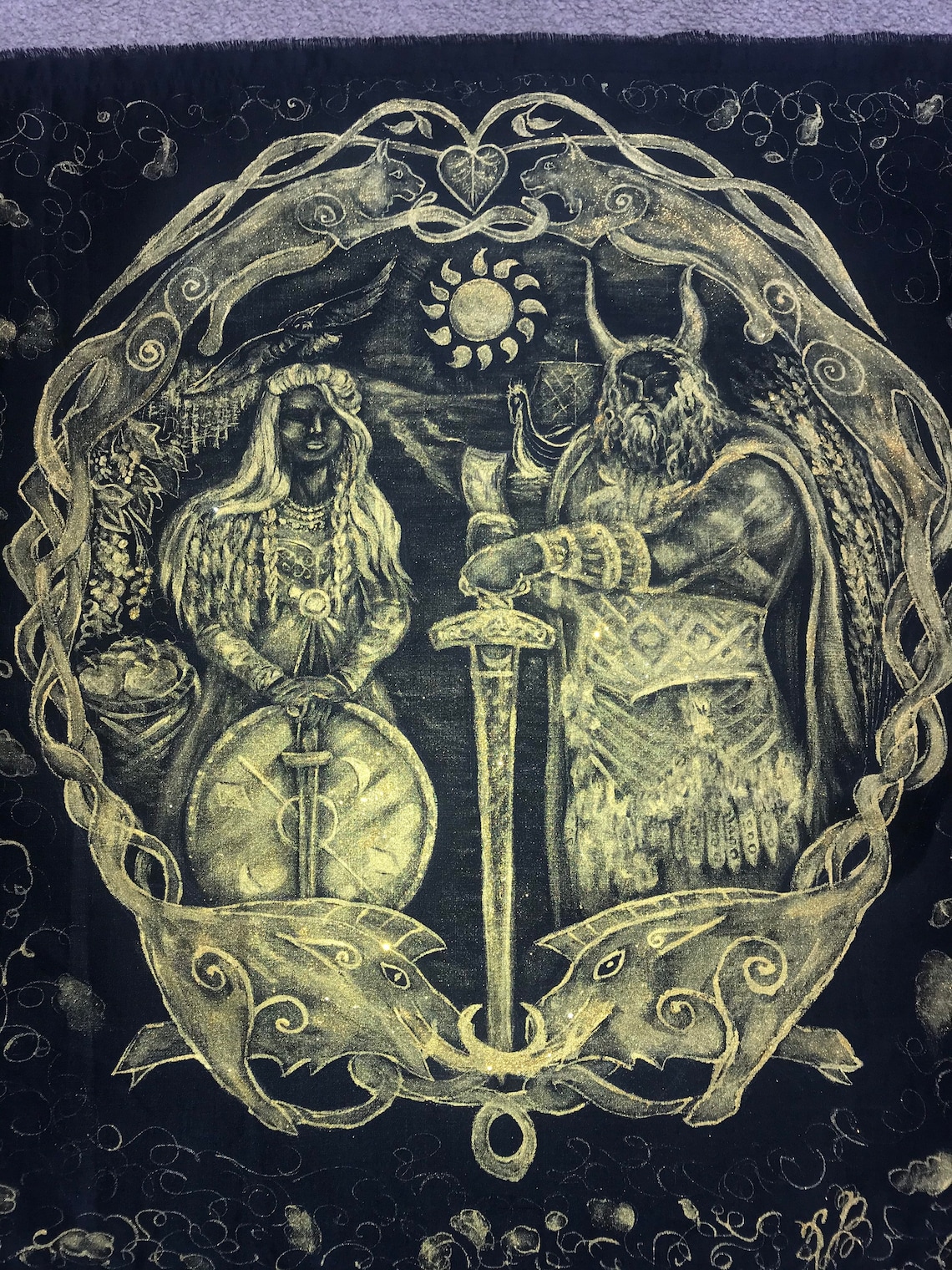 Freyr and Freyja altar cloth Norse Gods altar clothrunic | Etsy