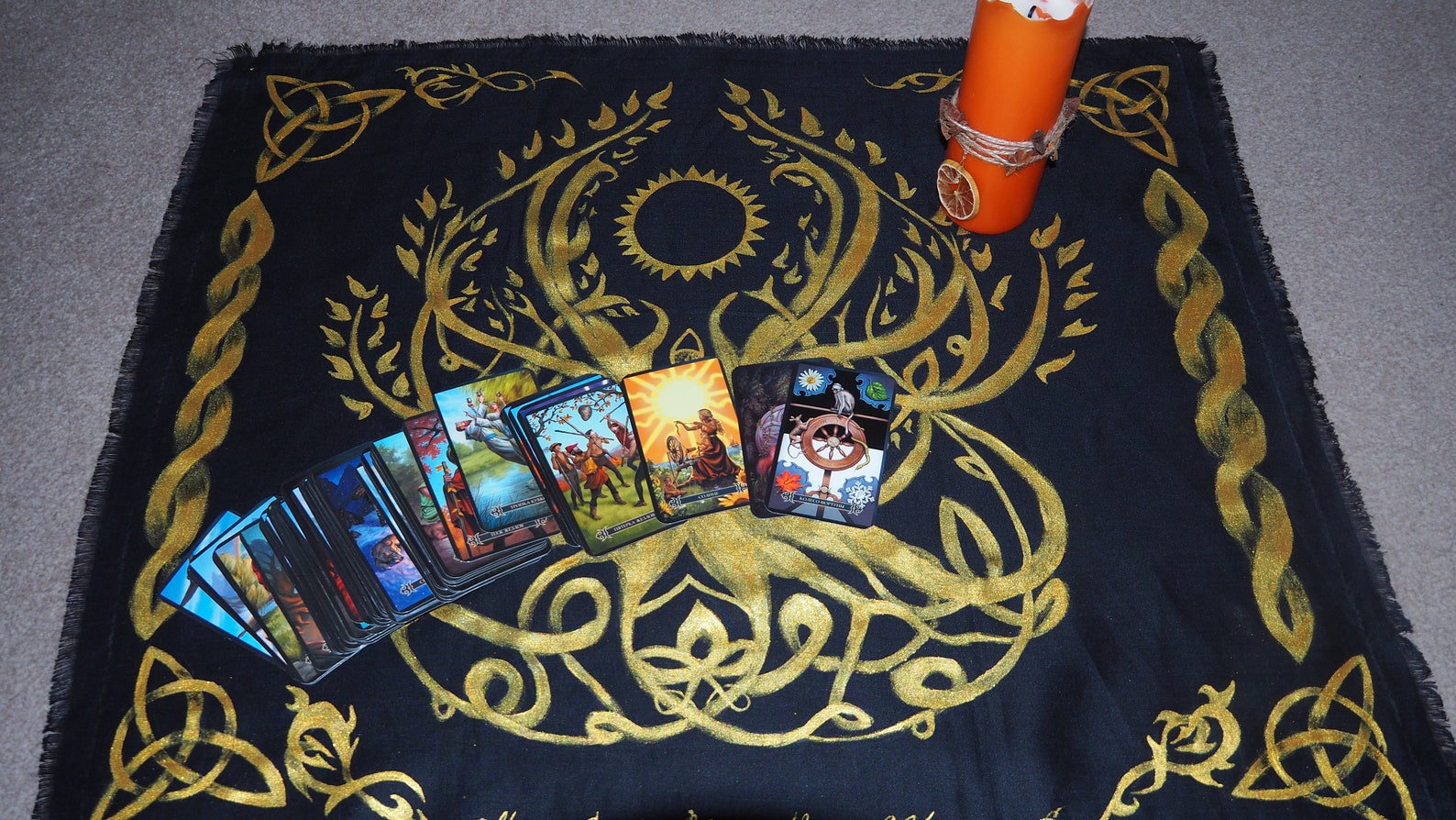 Handpainted Altar Cloth Celtic Treasure, Celtic Altar Cloth, Pagan ...