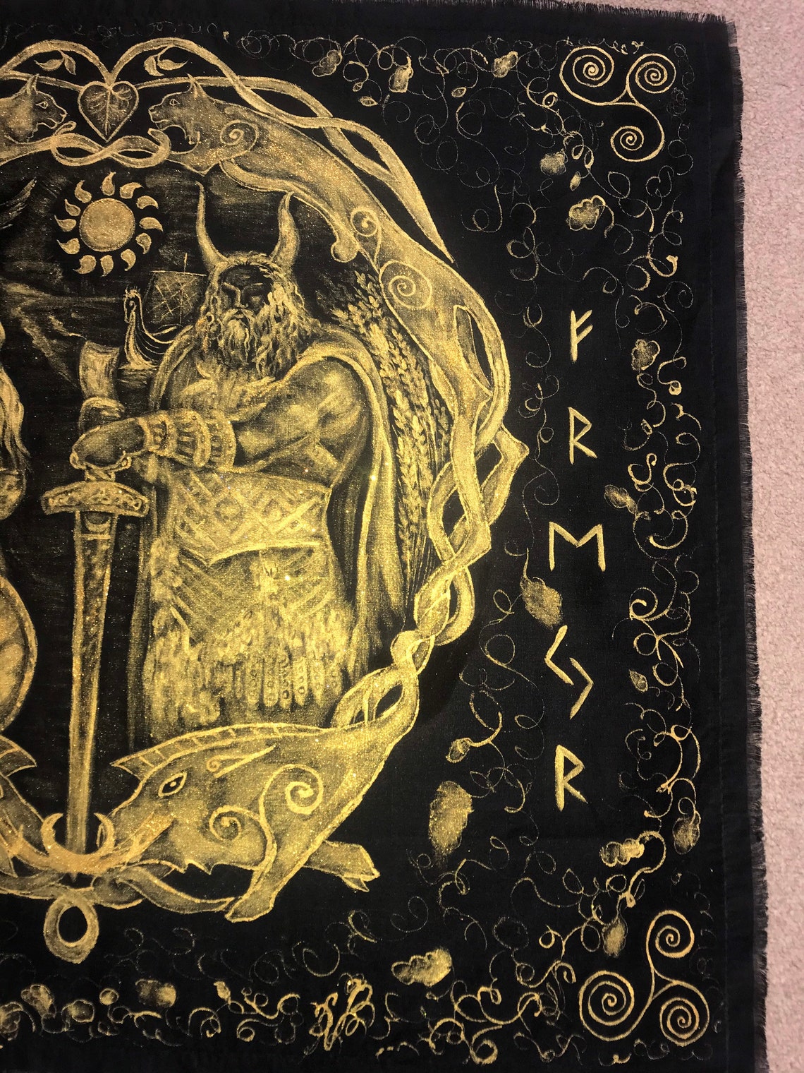 Freyr and Freyja Altar Cloth Norse Gods Altar Clothrunic - Etsy