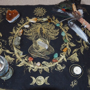 Gaia Altar Cloth,gaia Blessings Altar Cloth, Black and Gold Altar Cloth ...