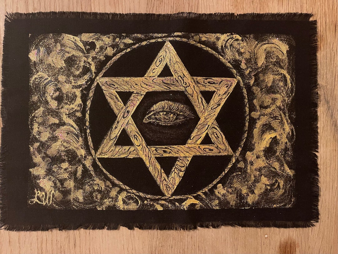 Hexagram Tarot Cloth - Small Altar Mat - Sacred Geometry Ritual Cloth ...
