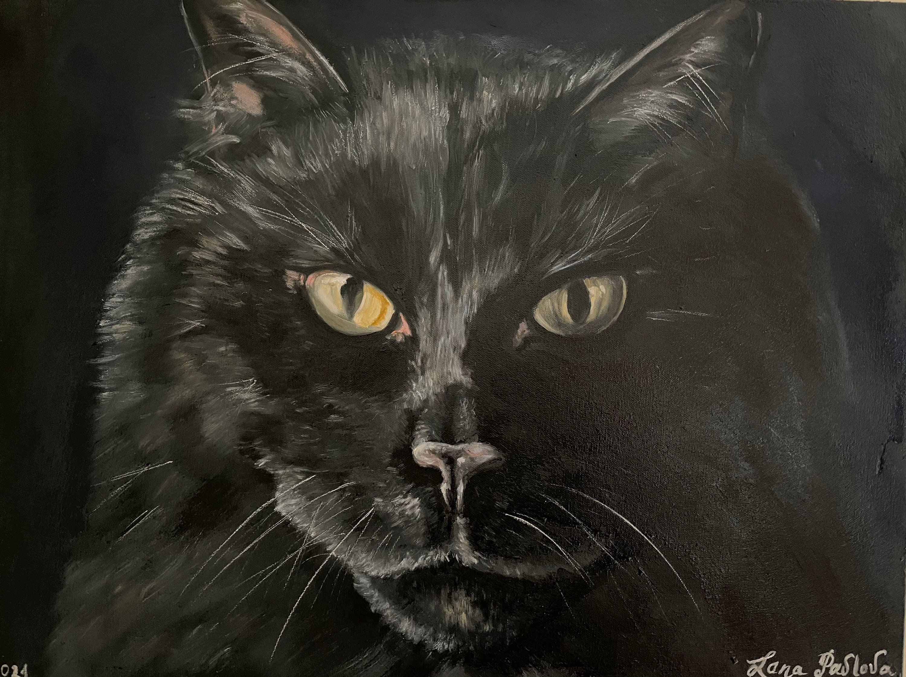 Blackcat49. Black Cat Painting, Black Cat Oil Painting, Original Black ... Blackcat49. Black Cat Painting, Black Cat Oil Painting, Original Black ...