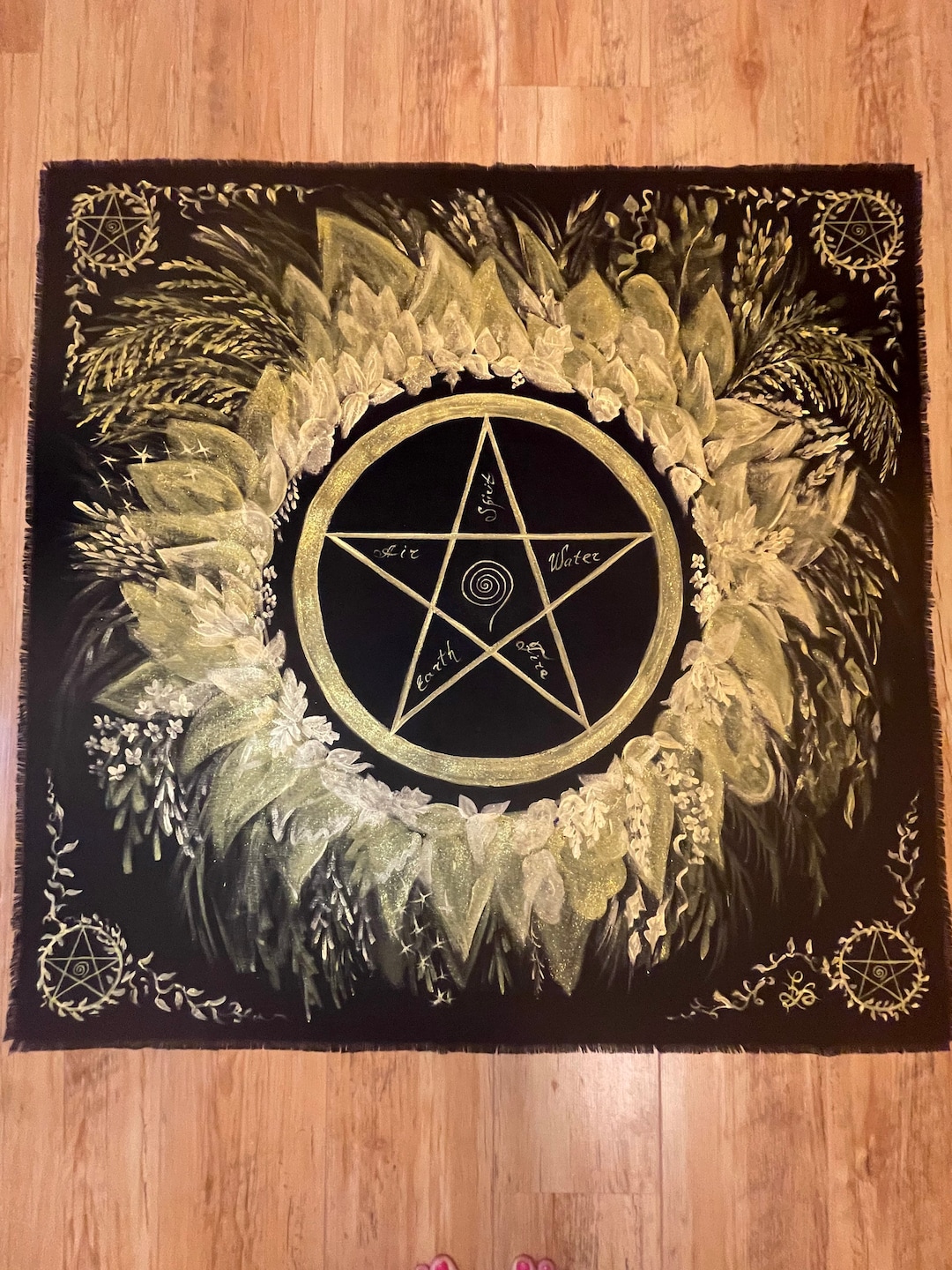 Large Pentacle Altar Cloth Hand-painted Altar Decor Ritual Supplies ...