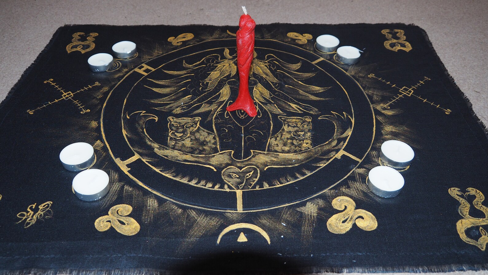 Lilith Altar Cloth - Black Magic Ritual Cloth - Dark Goddess Altar ...