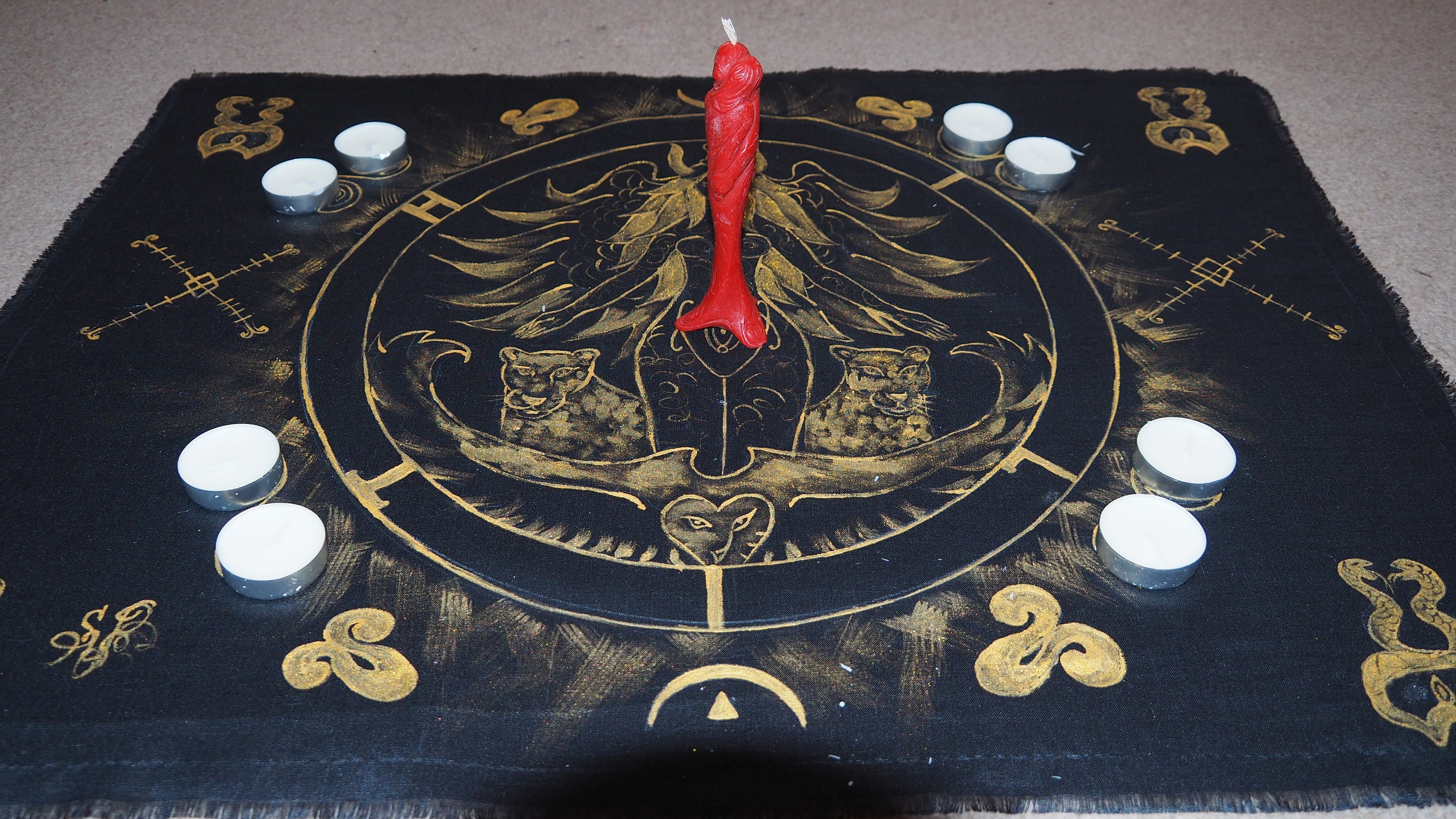 Lilith Altar Cloth - Black Magic Ritual Cloth - Dark Goddess Altar ...