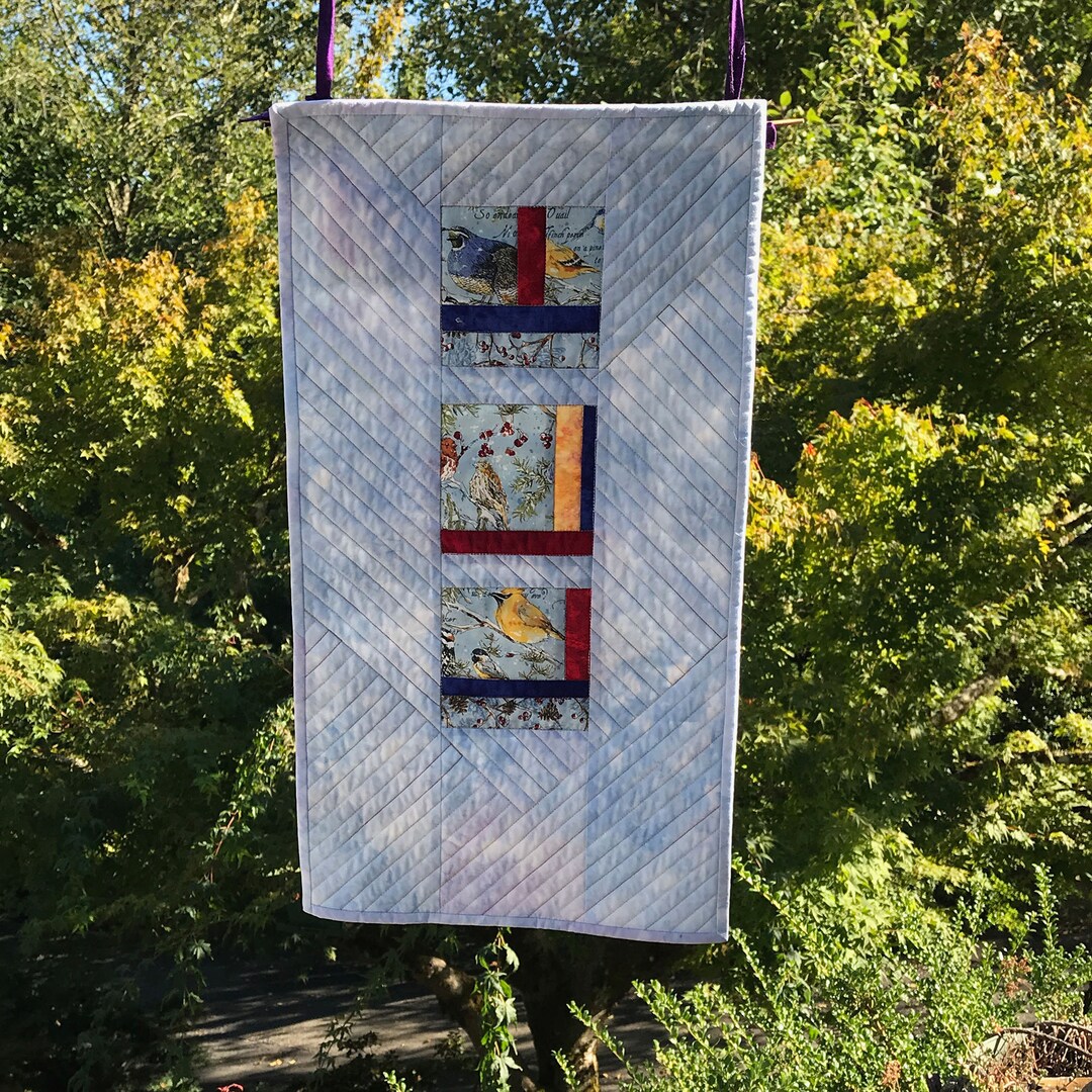 Mondrian Birds Art Quilt Wall Hanging 12 X 23 - Etsy