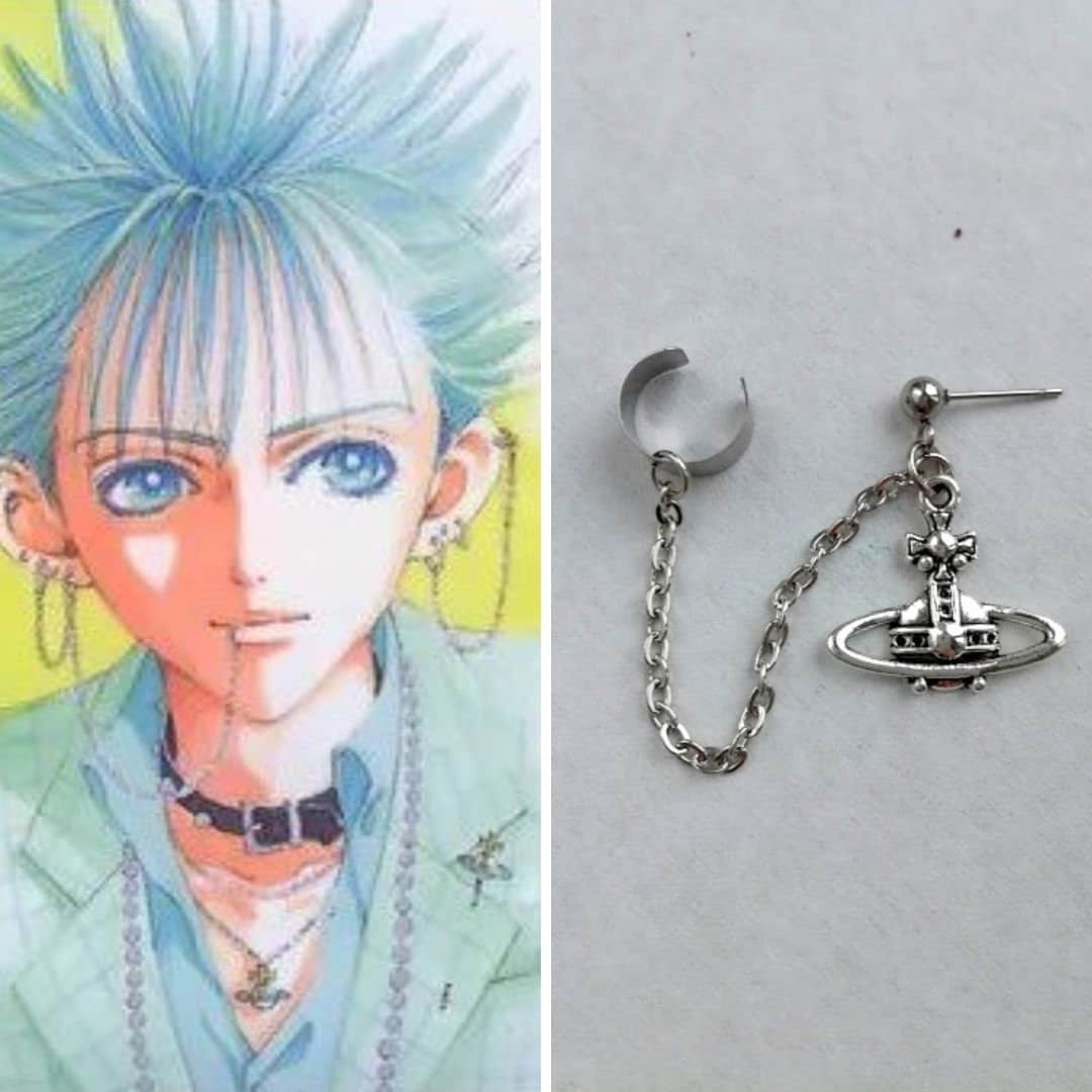 Nana Osaki Chain Earrings Ear Clips Saturn Orbit Earring Etsy Uk