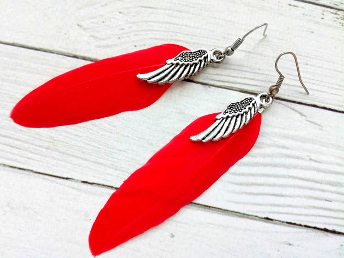 Hawks Keigo Takami feather earrings BNHA MHA Red hawk wing | Etsy