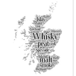 Whisky Word Map of Scotland Print Unframed - Malt Scotch Whisky Print ...